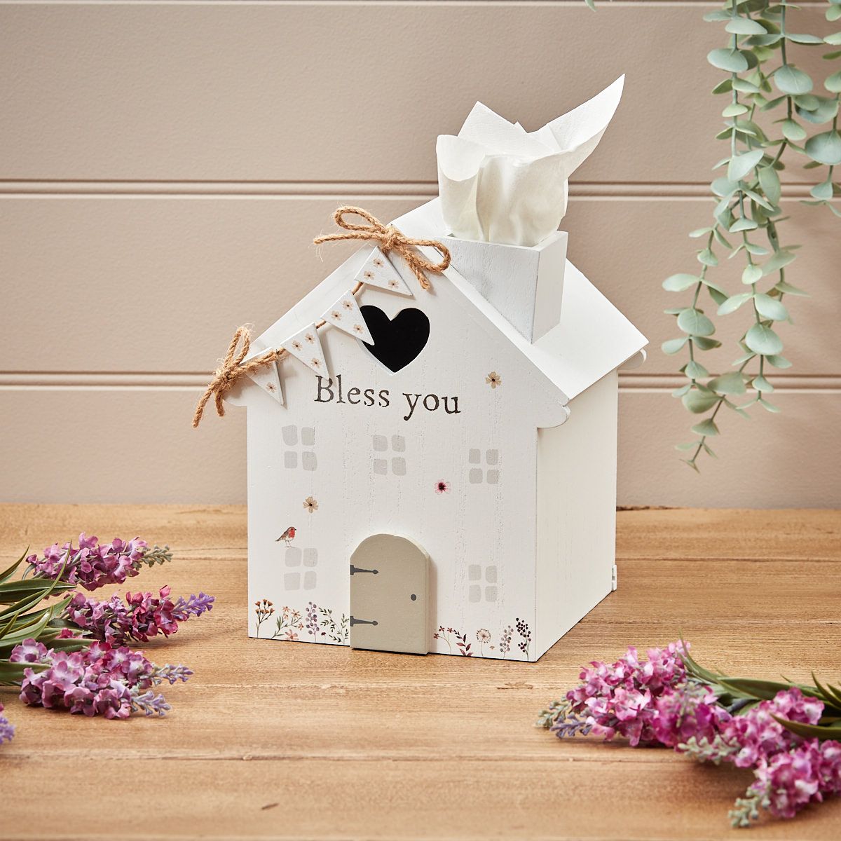 Wooden Robin And Bunting House Tissue Box Cover – Make Your House A Home