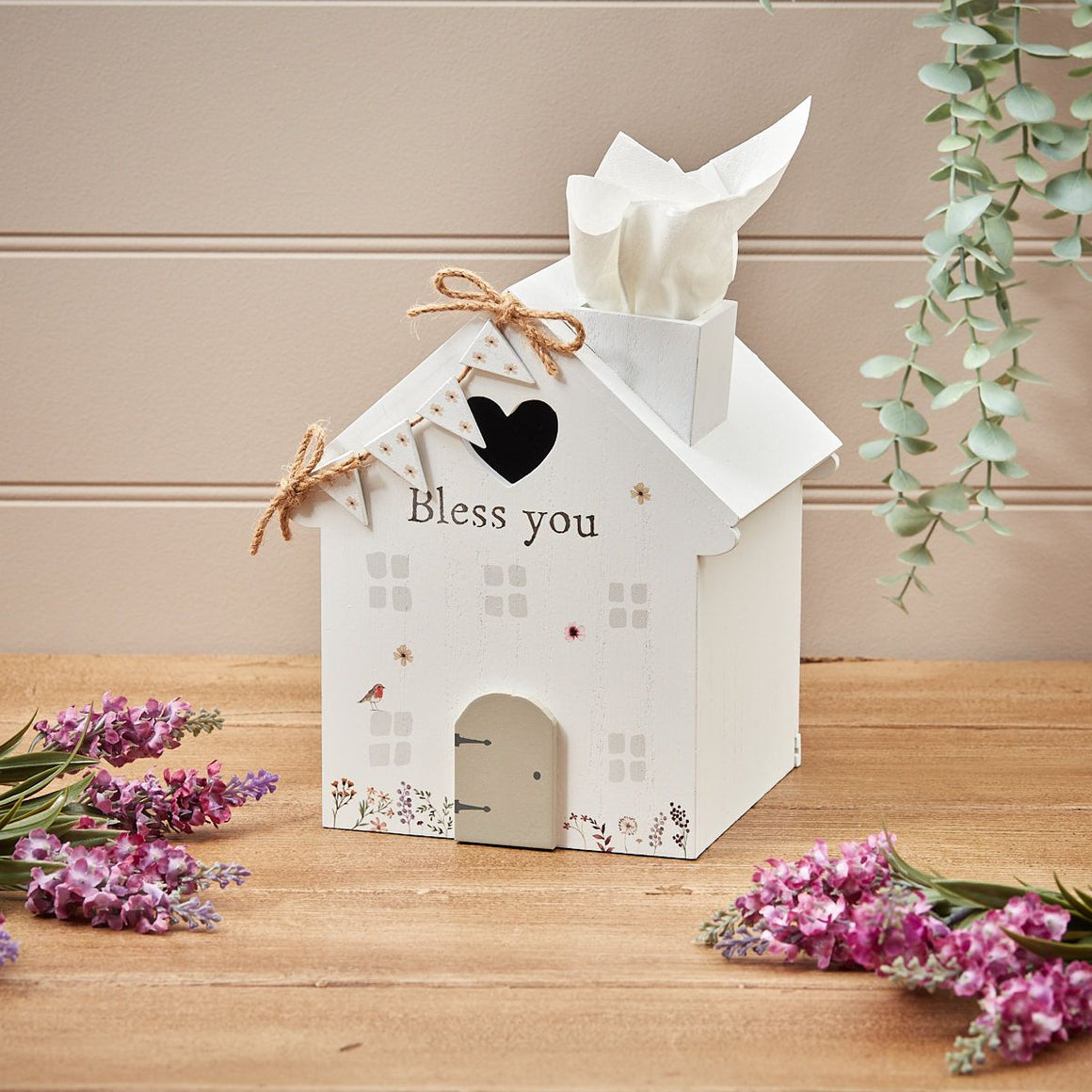 Wooden Robin And Bunting House Tissue Box Cover – Make Your House A Home