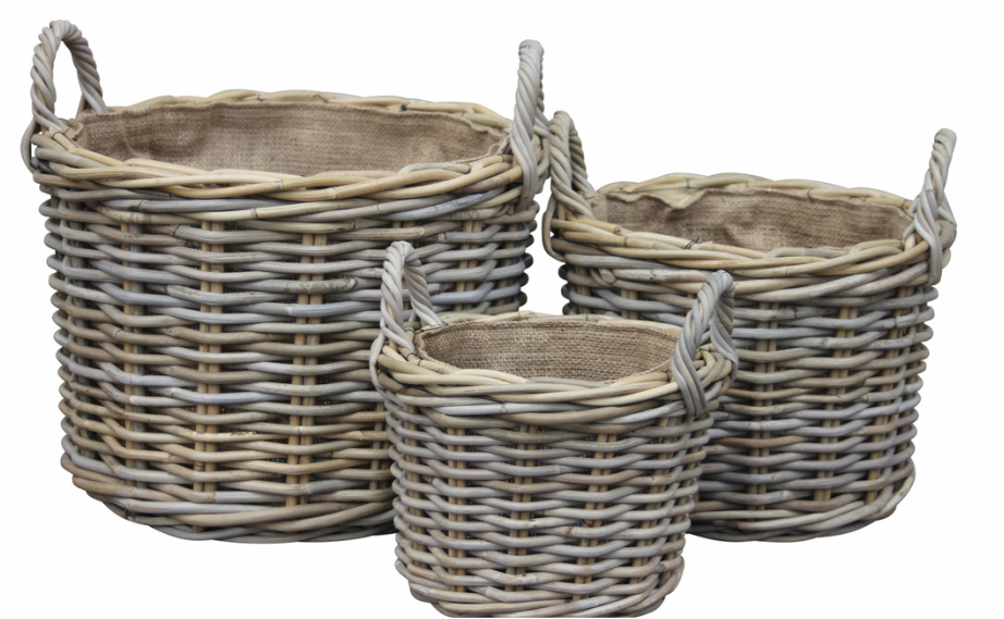 Wicker Round Small Log Basket With Hessian Lining – Make Your House A Home